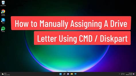 How To Manually Assigning A Drive Letter Using Cmd Diskpart Youtube