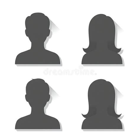 Four Anonymous Gray Silhouettes Men And Women Profile Icons Stock Illustration Illustration