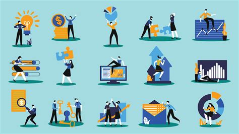 Set Of Icon Business Analytics Big Data Analysis Technology Symbol Business Statistic Concept