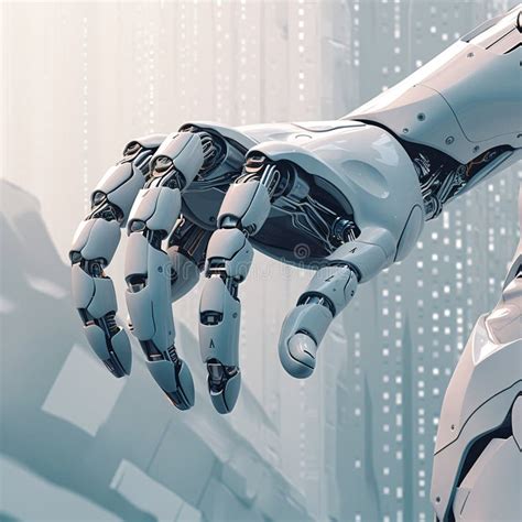 Close Up Of A Robotic White Arm Ai Generated Stock Illustration