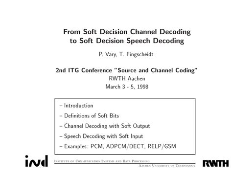 PDF From Soft Decision Channel Decoding To Soft Decision Speech Decoding