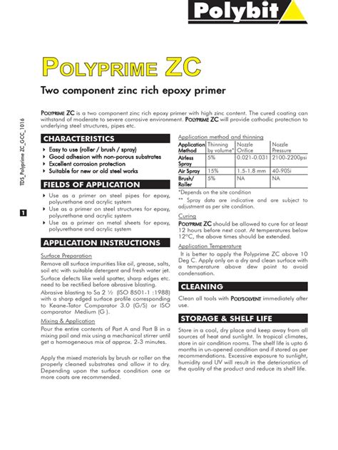Technical Data Sheet Steel Epoxy Coating Pdf