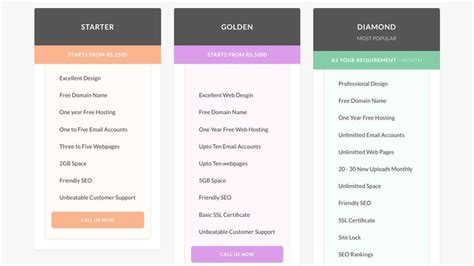 Codepen Pricing Table