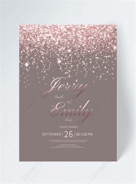 Rose Gold Glitter Wedding Invitation Template Image Picture Free