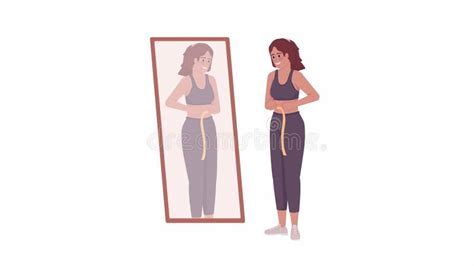 Animated Woman In Front Of Mirror Stock Footage Video Of Measure Animated 266975442