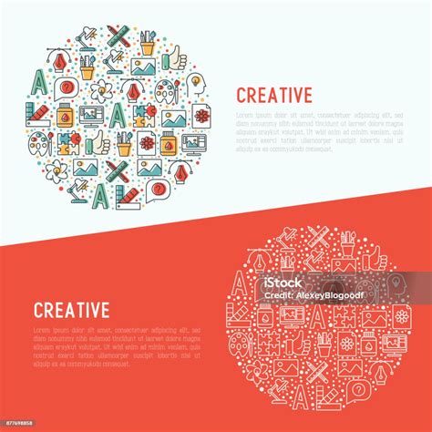 크리에이 티브 아이디어 퍼즐 색상표 브러쉬 창조적인 비전을 개발 디자인의 얇은 선 아이콘 원에 개념 배너 웹 페이지 인쇄 매체의 벡터 그림 개념에 대한 스톡 벡터 아트 및