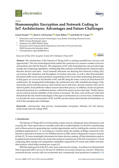 Homomorphic Encryption And Network Coding In Iot Architectures