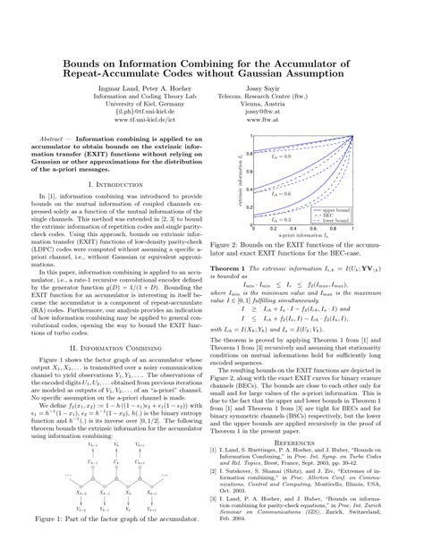Pdf Bounds On Information Combining For The Accumulator Of Repeat Accumulate Codes Without
