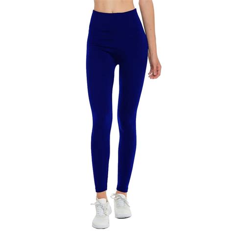 Womens Soft Fleece Lined Yoga Leggings Winter Warm One Size Royal Blue