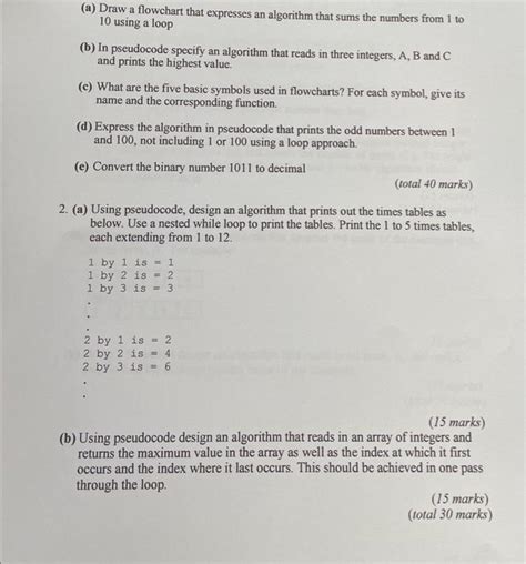 Solved A Draw A Flowchart That Expresses An Algorithm That Chegg