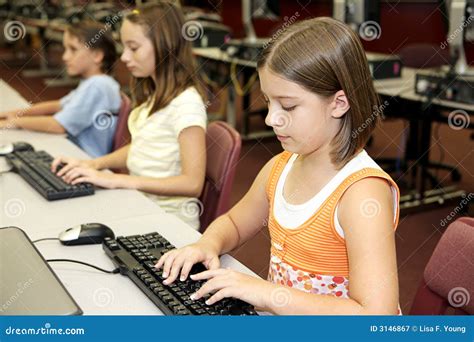 School Computer Class Stock Image Image Of Caucasian 3146867