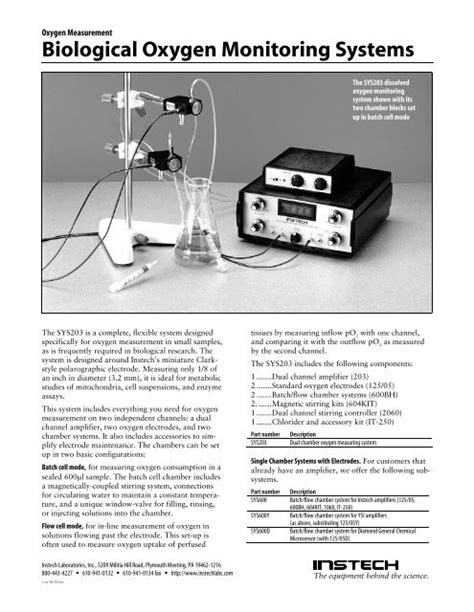 Biological Oxygen Monitoring Systems Instech Laboratories Inc