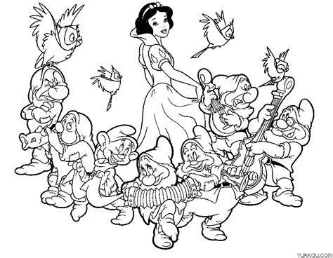 Disney Snow White And The Seven Dwarfs Coloring Page Turkau