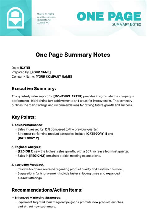 Free Summary Note Templates Editable And Printable