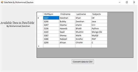 Convert Datatable To Csv In C Delft Stack