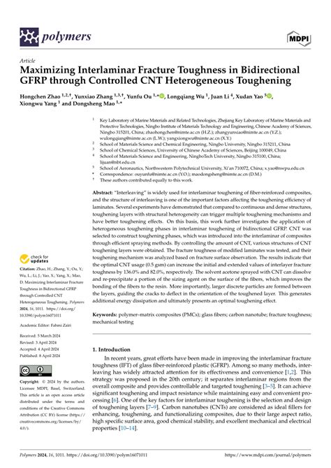 Pdf Maximizing Interlaminar Fracture Toughness In Bidirectional Gfrp Through Controlled Cnt