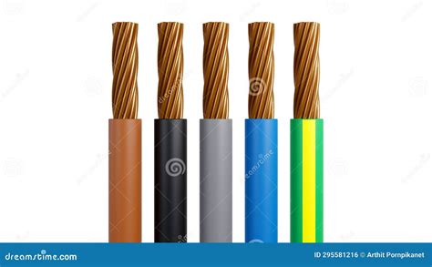 3d Rendering Of Standard Color Code For Electrical Wiring On A White Background 3 Phase System