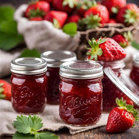 Premium Photo Close Up Of Homemade Strawberry Jam On The Table