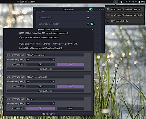 Review Server Status Indicator Version GNOME Shell Extensions