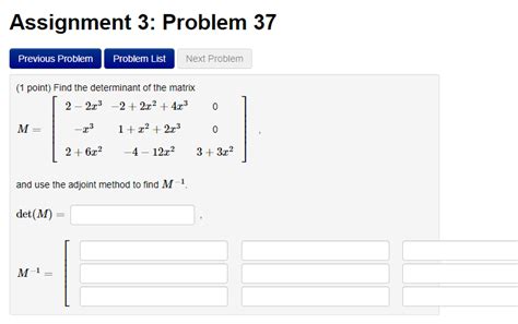 Solved Point Find The Determinant Of The Matrix Chegg