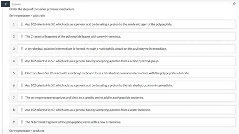 Solved Order The Steps Of The Serine Protease