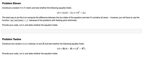 solved problem eleven construct a random 4 x 4 matrix and