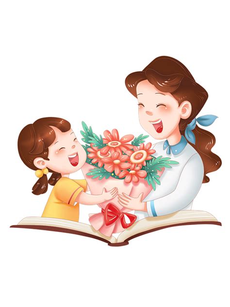 教师节学生给老师送花献花师生情师生形象