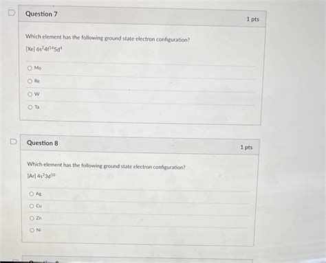 Solved Which Element Has The Following Ground State Electron