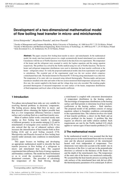 Pdf Development Of A Two Dimensional Mathematical Model Of Flow Boiling Heat Transfer In Micro
