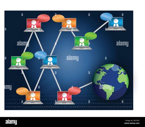 Laptop Networking Communication Business Graph Isolated Over A White Background Stock Vector