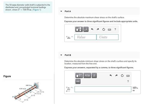Solved The 58 Mm Diameter Solid Shaft Is Subjected To The