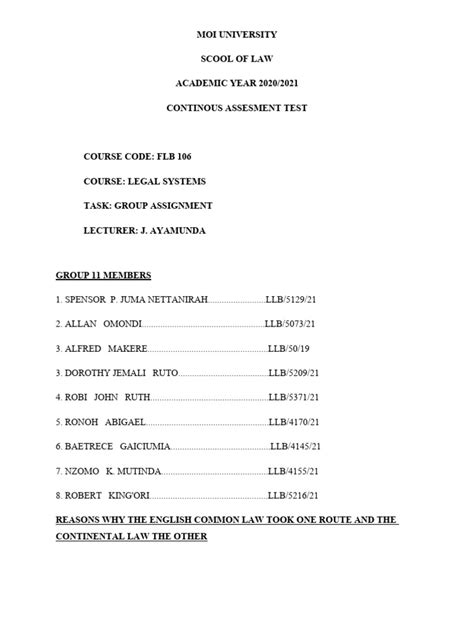 Group 11 Assignment 4 Legal Systems Pdf Common Law Equity Law