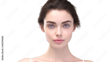 Beauty Woman Face Portrait Beautiful Spa Model Girl With Perfect Fresh Clean Skin Transparent
