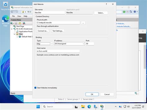 Windows Server 2025 Iis Add Web Sites Server World