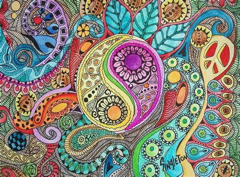 Just Give Me Peace The Color Of Drums Singleton Hippie Art