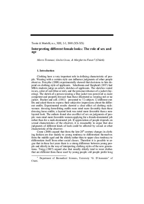 Pdf Interpreting Different Female Looks The Role Of Sex And Age