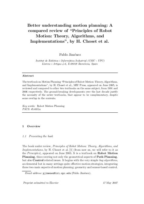 pdf understanding motion planning better a comparative review of