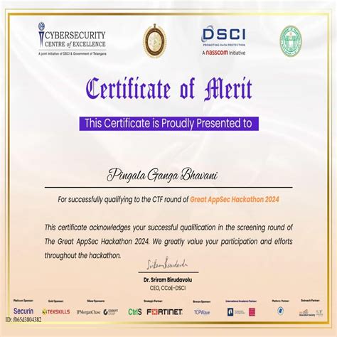 Pingala Ganga Bhavani On Linkedin Hackathon Cybersecurity Ctf Appsec Achievement