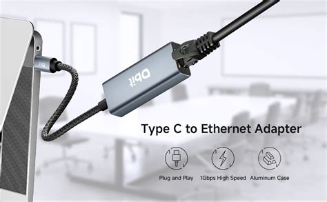 Dbit Usb C To 10 100 1000mbps Ethernet Adapter Gigabit Rj45 To Type C Thunderbolt