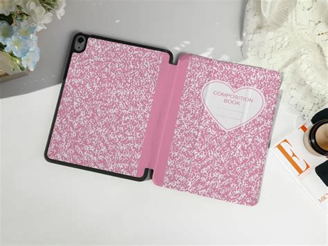 Pink Composition Notebook Custom Ipad Case With Apple Pencil Slot For