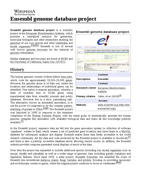 Ensembl Genome Database Project Pdf Biology Biotechnology Ensembl Genome Database Project Pdf Biology Biotechnology