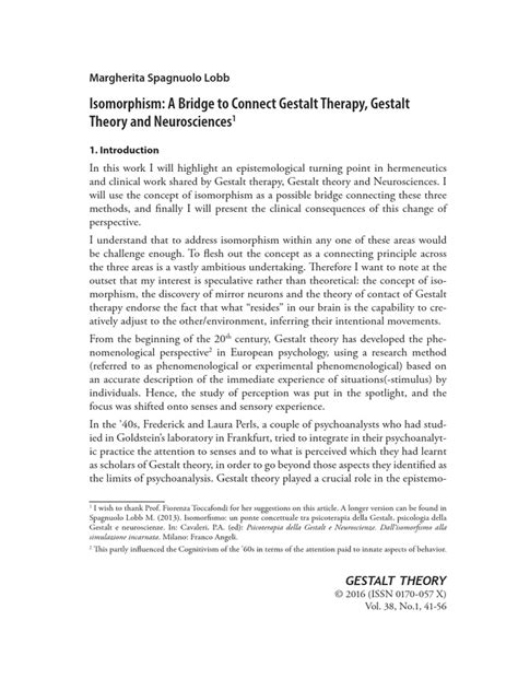 Isomorphism A Bridge To Connect Gestalt Pdf Gestalt Therapy