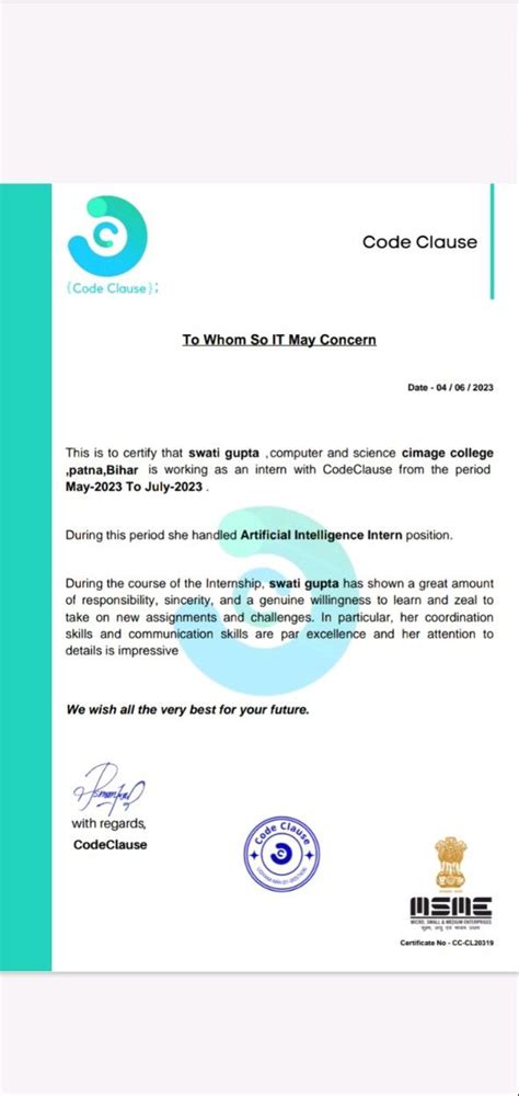 Swati Gupta On Linkedin Hello Codeclause Certificateofcompletion 13 Comments