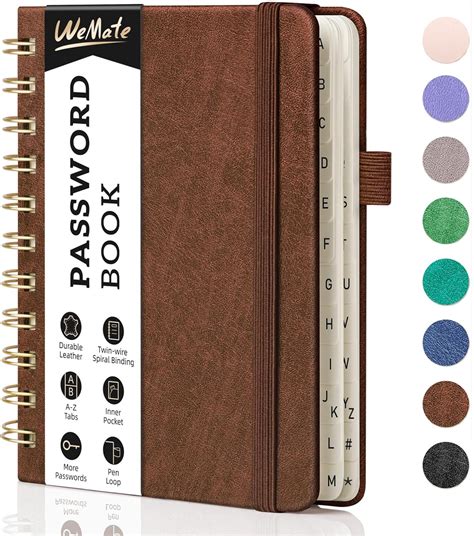 Wemate Password Book With Alphabetical Tabs Spiral Password Keeper Book For