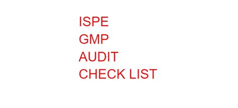 Ispe Gmp Audit Check List For Drug Manufacturers
