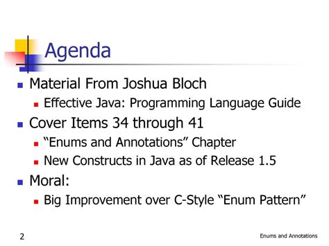 Effective Java Chapter 6 3rd Edition Enums And Annotations Ppt