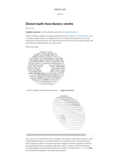 Donut Math How Donut C Works Pdf Cartesian Coordinate System Graphics
