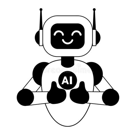 Cute Ai Robot Character Shows Thumbs Up Stock Vector Illustration Of