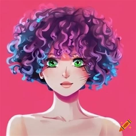 Anime Girl With Curly Hair And Green Eyes On Craiyon