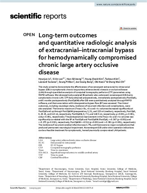 Pdf Long Term Outcomes And Quantitative Radiologic Analysis Of Extracranial Intracranial